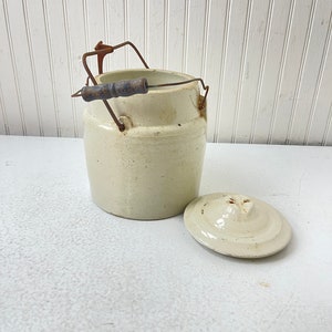 Vintage Crock, Locking Crock, Vintage Pottery, White Salt Glaze Crock ...