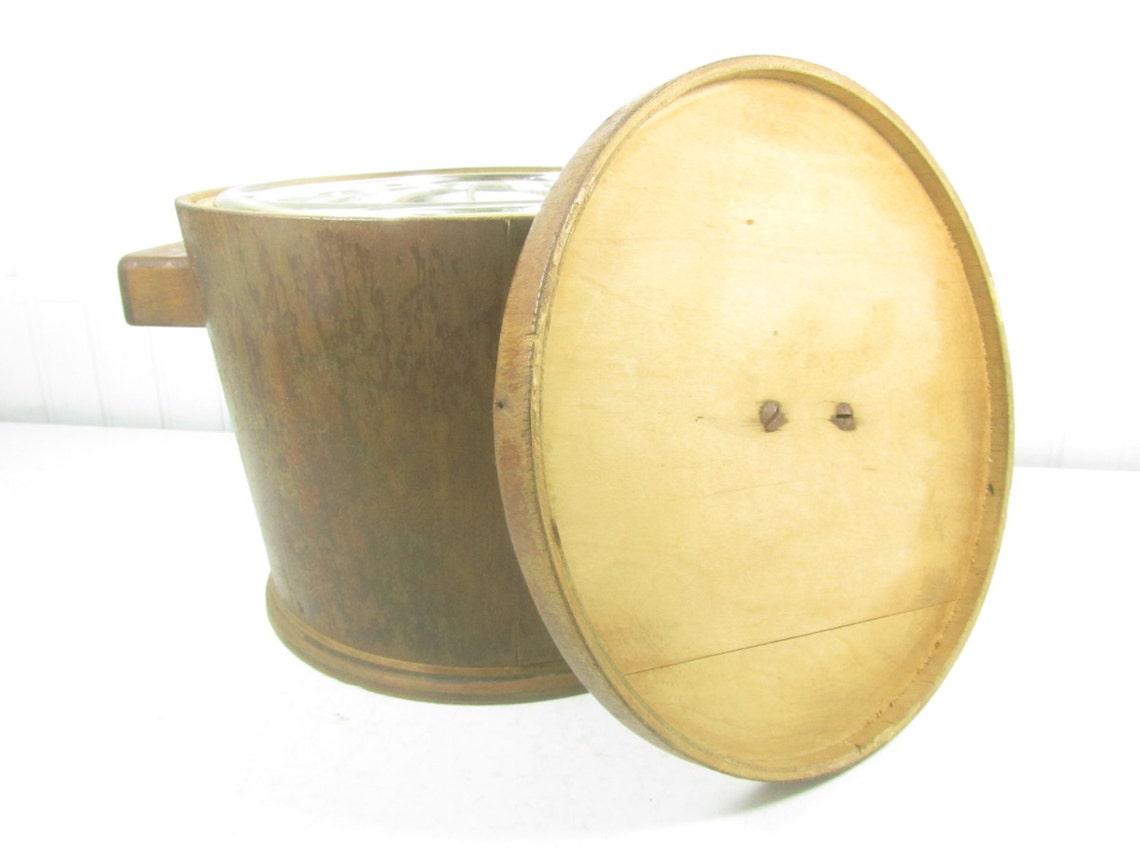 Thermos Ice Bucket, Retro Wood Ice Bucket, Glass Lined Ice Bucket, Mid ...