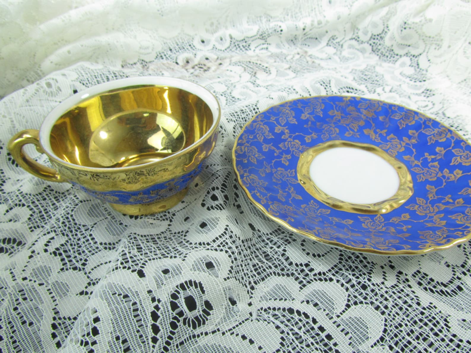 Demitasse Set, Tea Cup, Blue and Gold Tea Set, EB Bavaria, Tea Cup ...