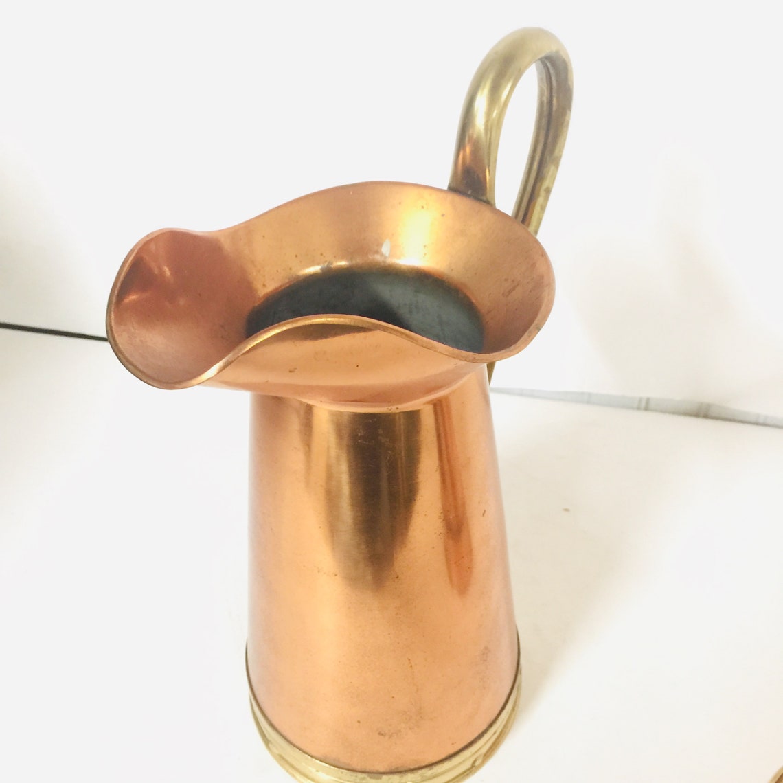 COPPER PITCHER, Set of 2 Vintage Copper Pitchers, Copper and Brass ...