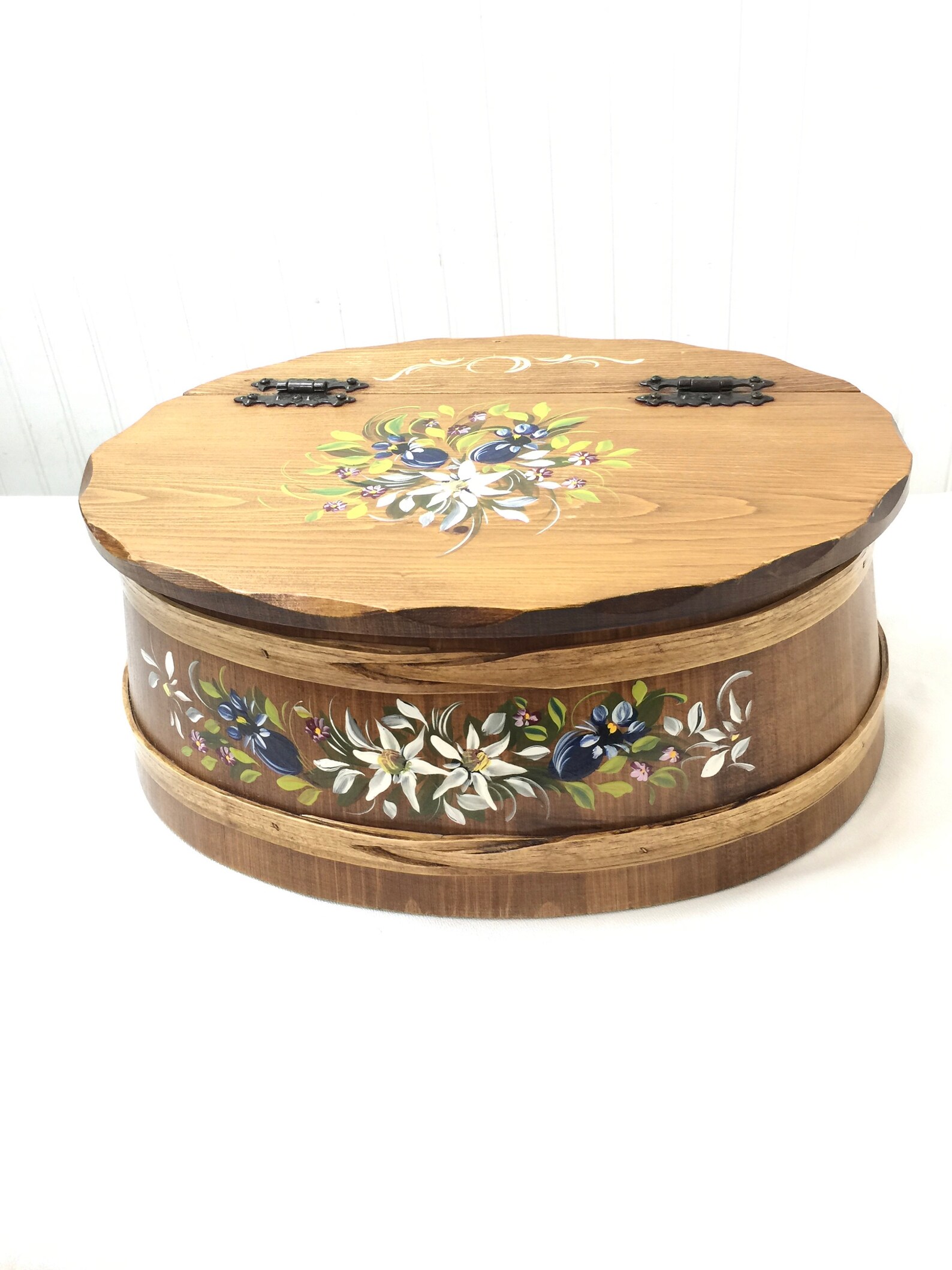 Vintage Round Wood Box Cheese Box firkin Box Painted - Etsy