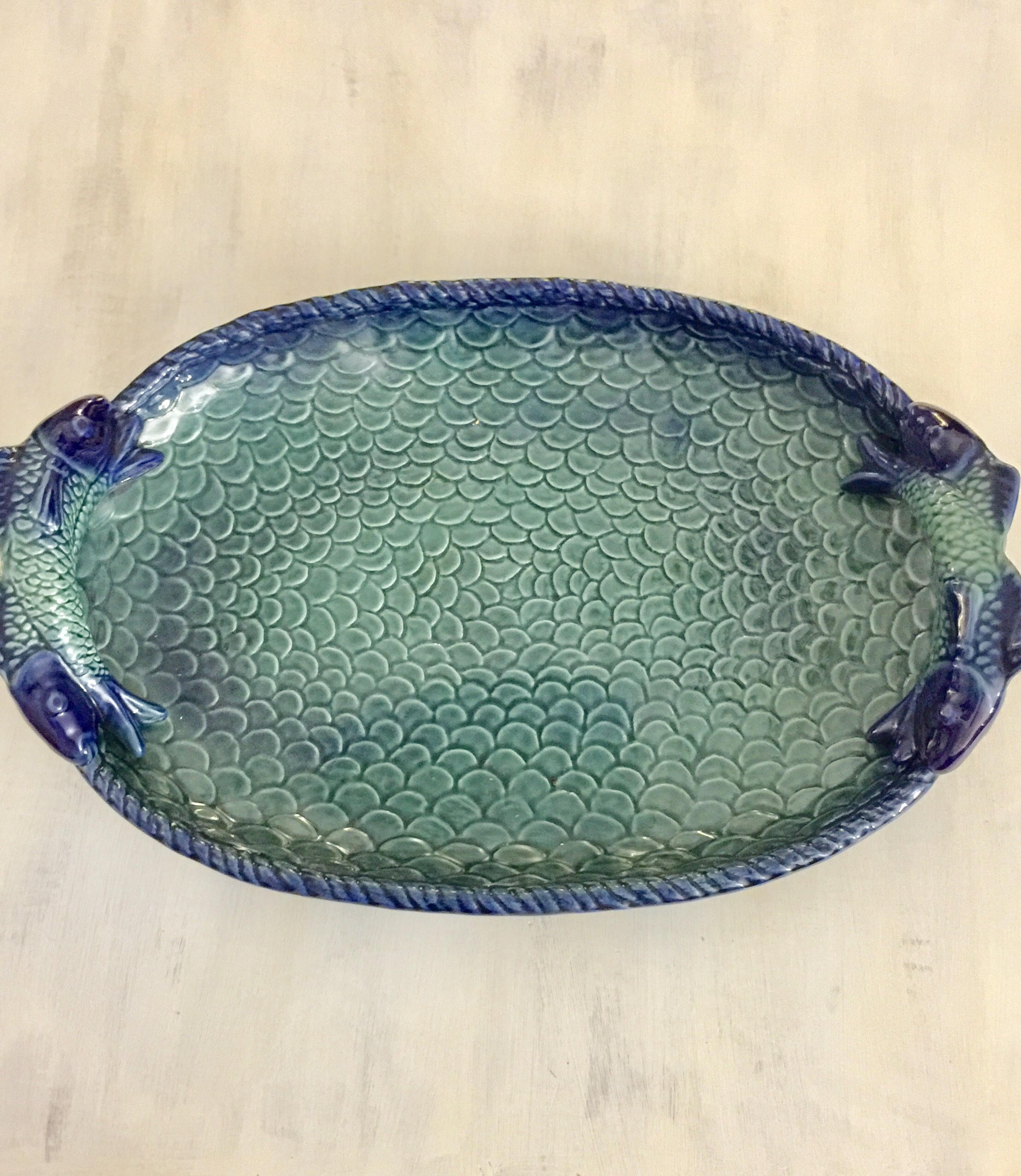 Large Platter Ceramic Platter Fish Plate Majolica | Etsy