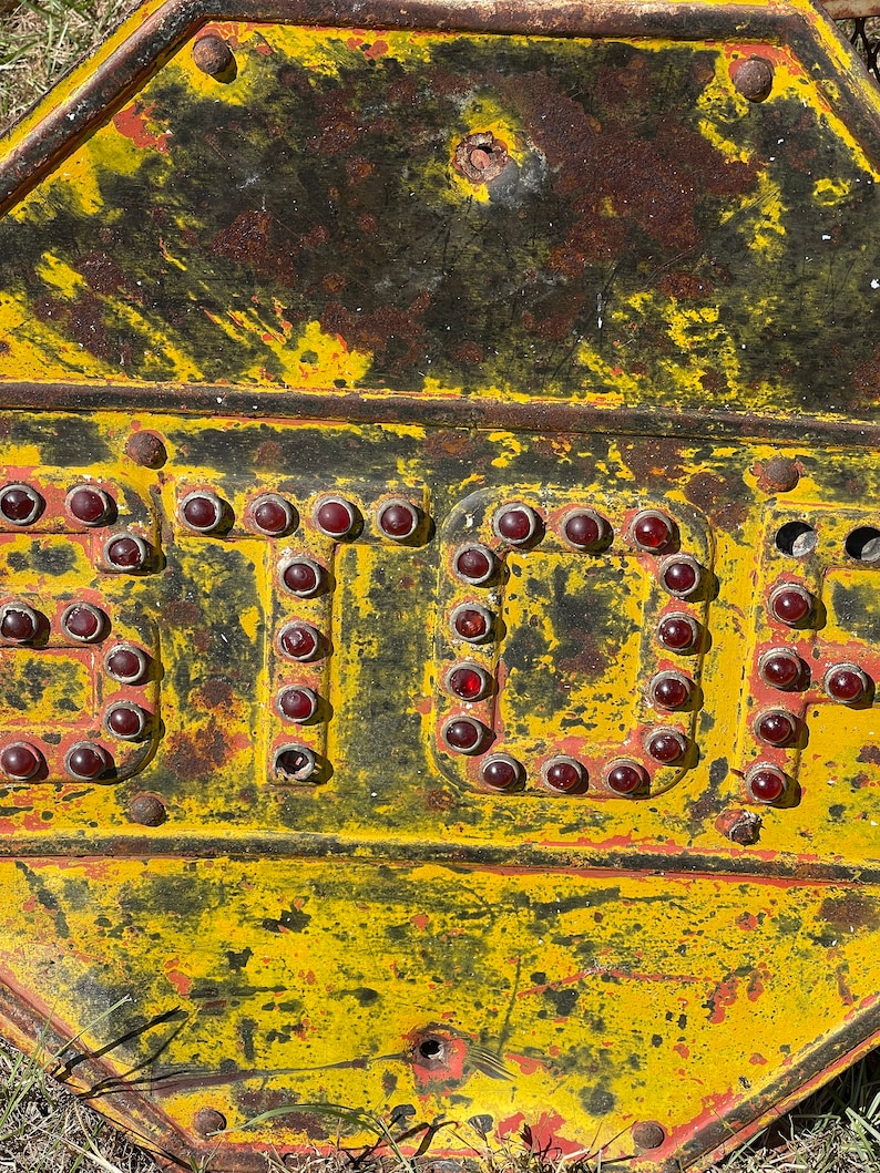 Stop Sign, Cat Eye Stop Sign, Metal Sign, Yellow Stop Sign, Man Cave ...