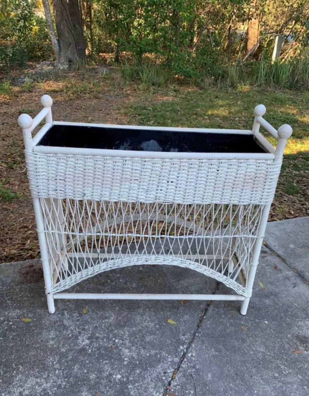 Wicker Rectangular Plant Stand