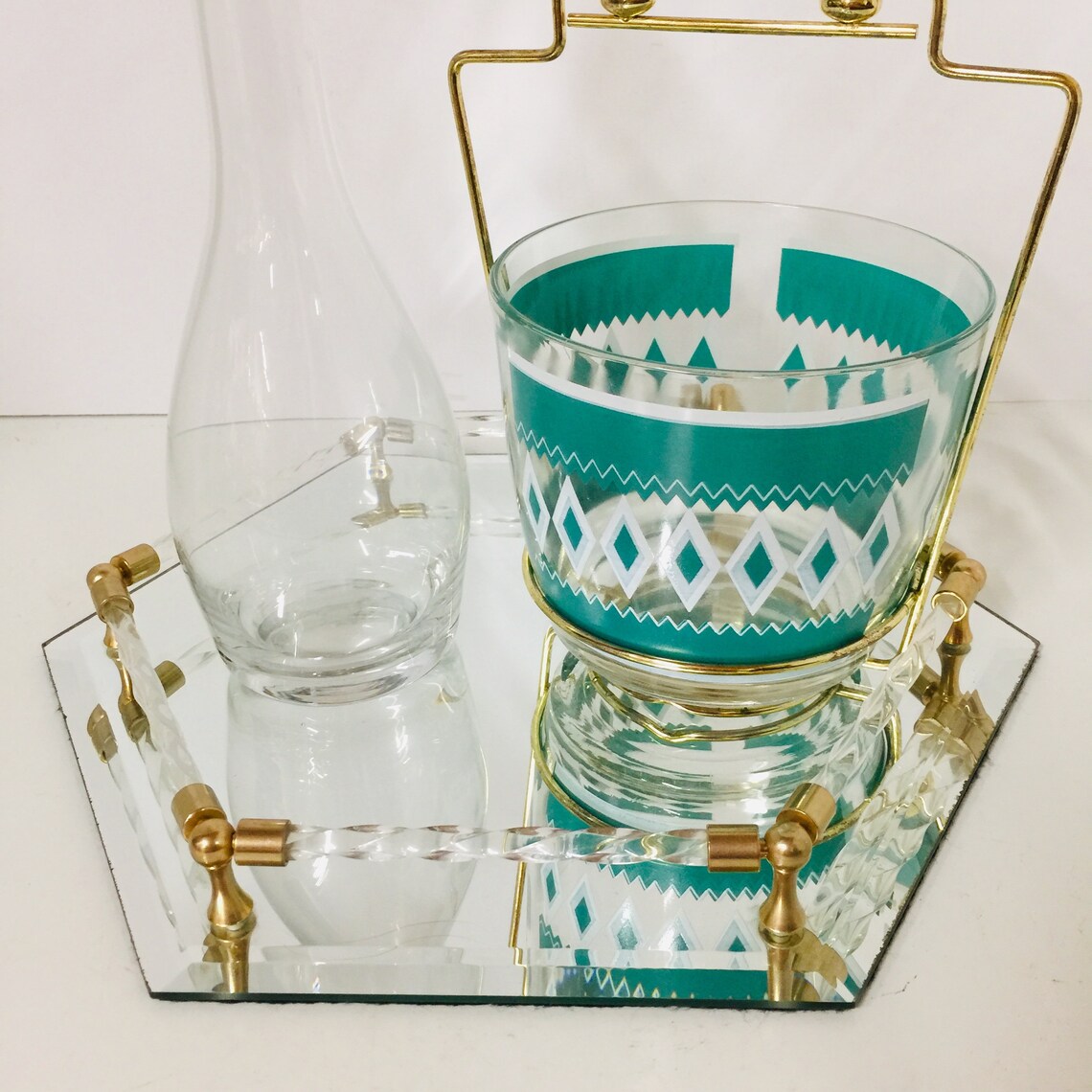 Vintage BAR WARE MCM Glassware Glass Ice Bucket Liquor - Etsy