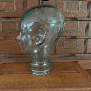 Glass Head, Glass Sculpture, Vintage Decor, Hat Display,skul, Glass Wig ...