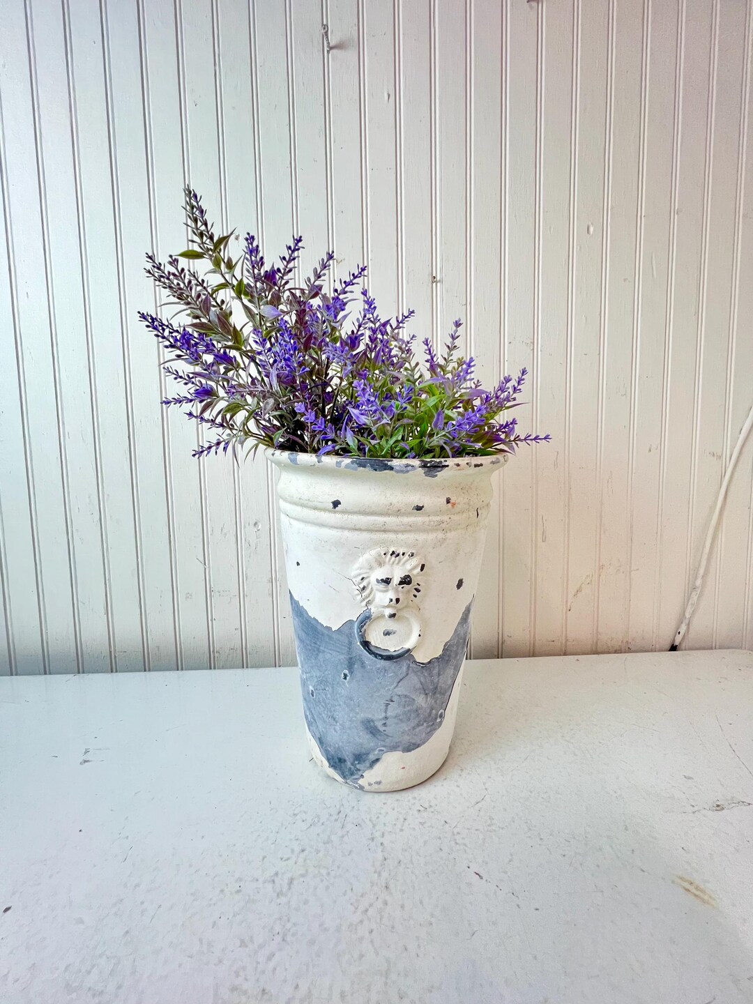 Antique Plant Pot, OOAK Pottery, Pottery Planter, Folk Art, Lion Head ...