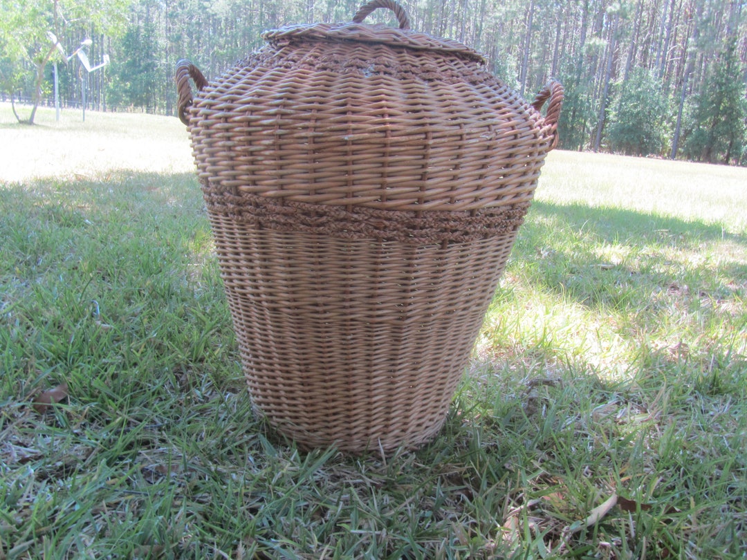 Giant Basket, Huge Basket, Basket With Lid, Farmhouse Decor, Shabbychic ...