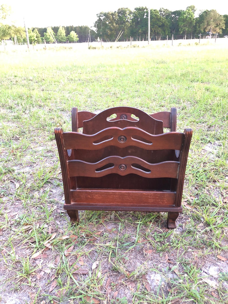 Wood Magazine Holder Mid Century Magazine Rack Organizer - Etsy