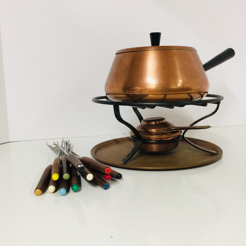 Copper Fondue Set Culinox Switzerland Cookware Serving Tray - Etsy