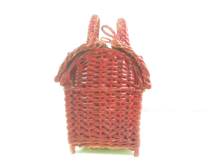 Vintage Purse, Wicker Purse, Straw Purse, Hand Bag, Red Purse, Purse ...