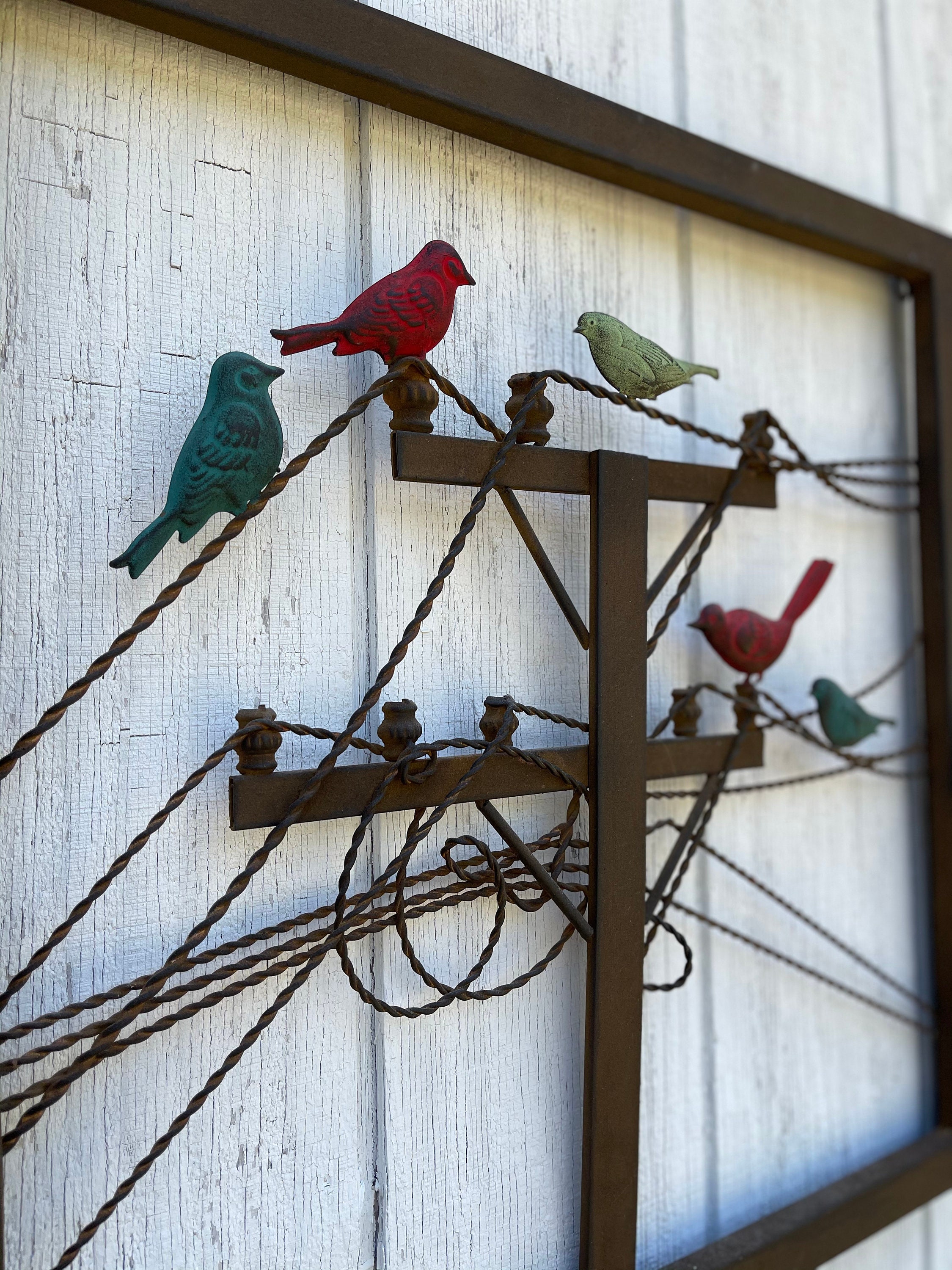 Vintage Metal Wall Hanging Birds on a wire Art metal wall | Etsy