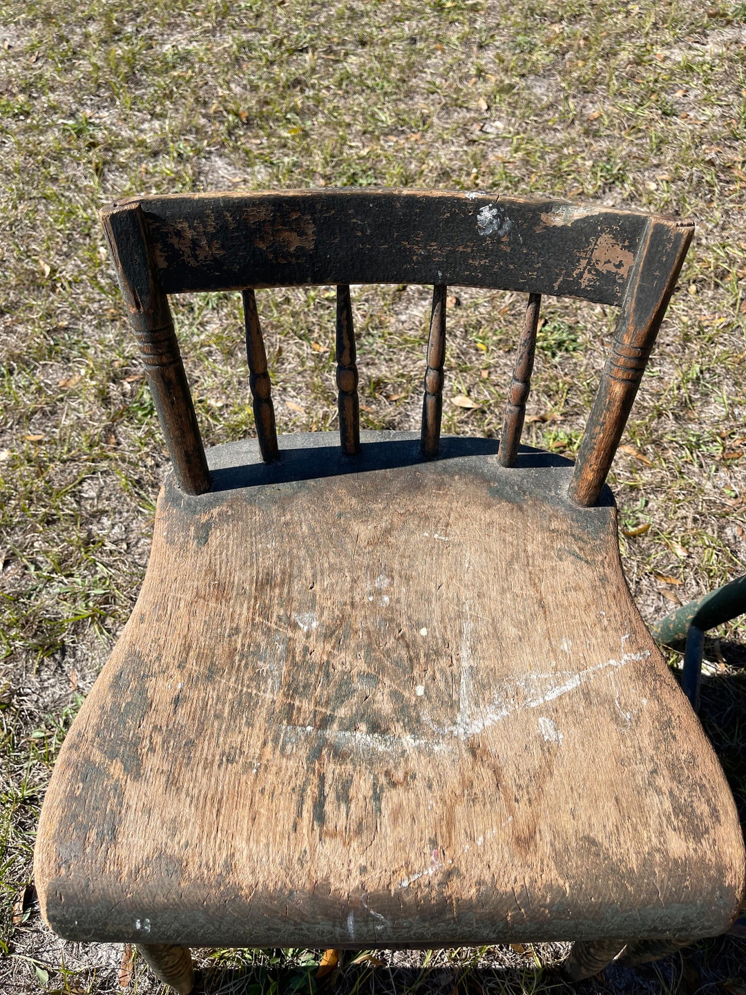 Antique Short Back Chairs, Primitive Chairs, Pair of Wood Chairs, Half ...