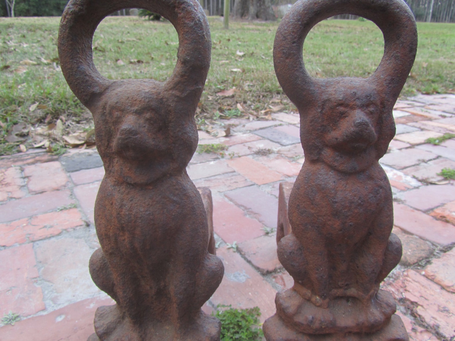 Antique Dog Andirons Fireplace Tools Log Holder Rusty - Etsy