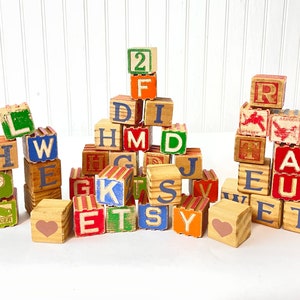 Vintage Wood Blocks, Abc Blocks, Toy Blocks, Colored Blocks, Etsy ...