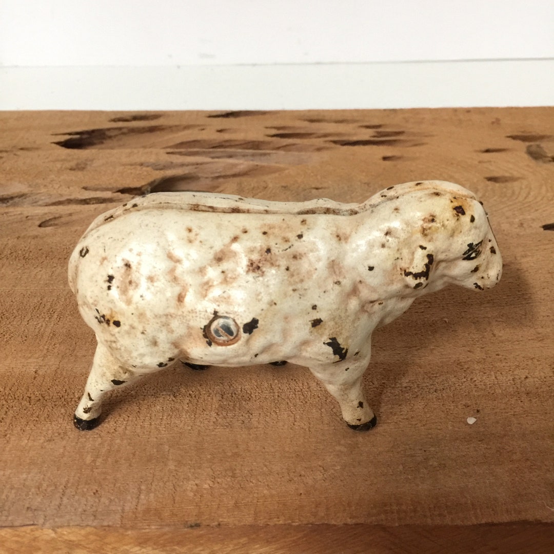 Vintage Cast Iron Toy, Antique Iron Sheep Bank, Iron Animal, Cast Iron ...