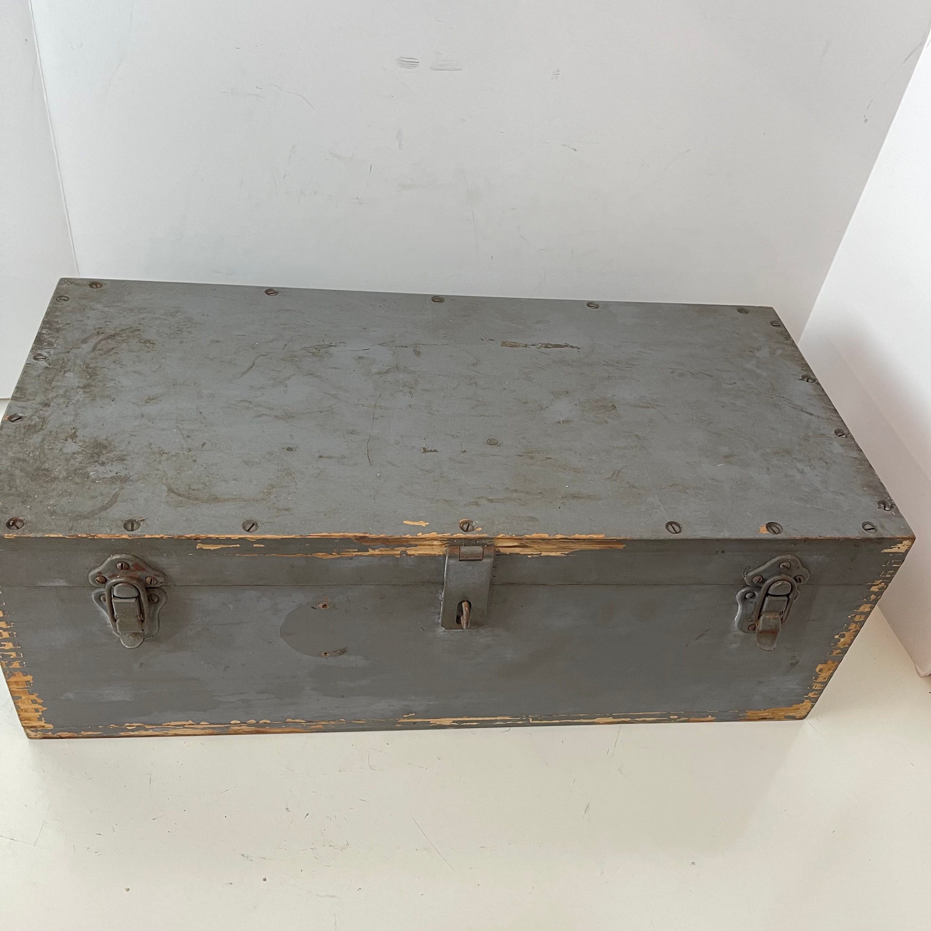 Vintage Carpenters Box Gray Tool Box Finger Joint Corners | Etsy