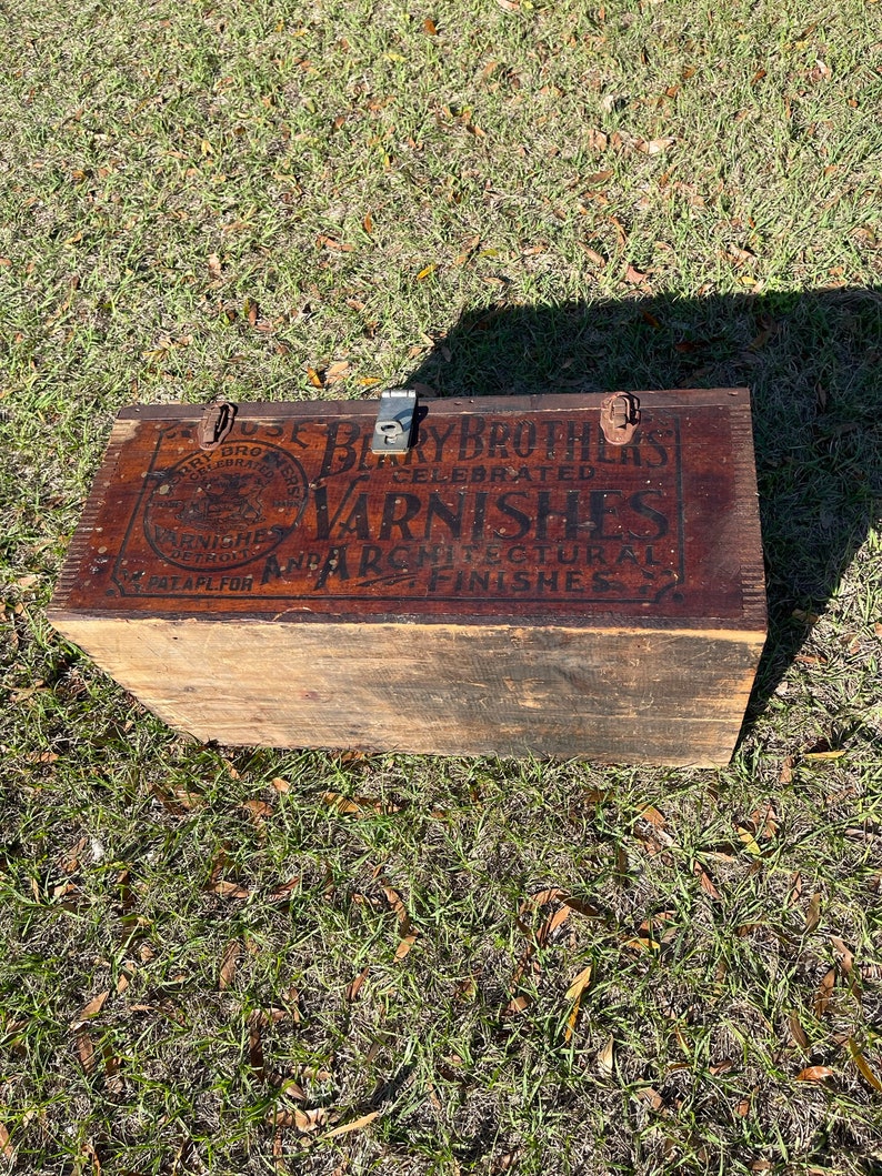 Antique Wood Box, Berry Brothers Varnish Crate, Industrial Box, Rustic ...
