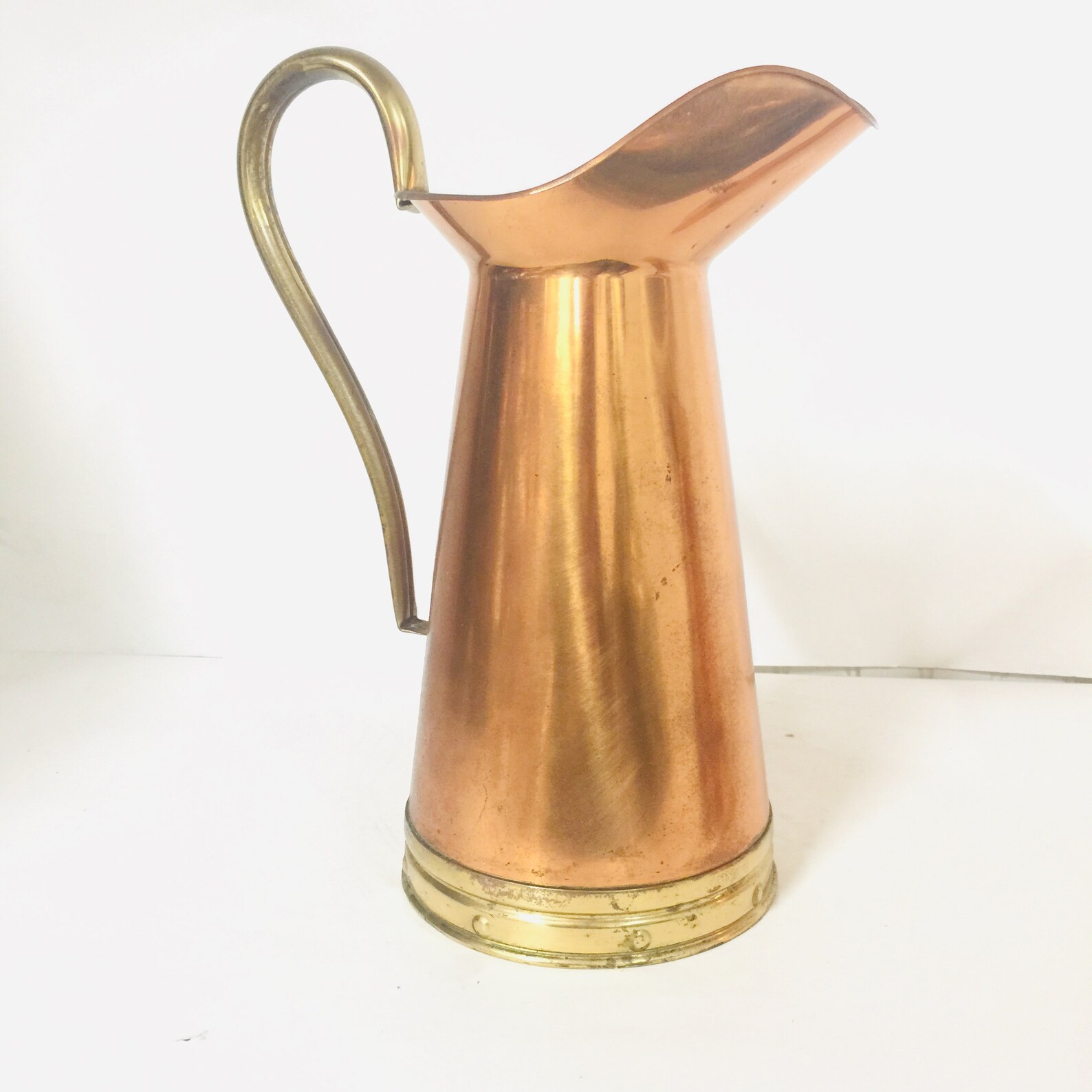 COPPER PITCHER, Set of 2 Vintage Copper Pitchers, Copper and Brass ...