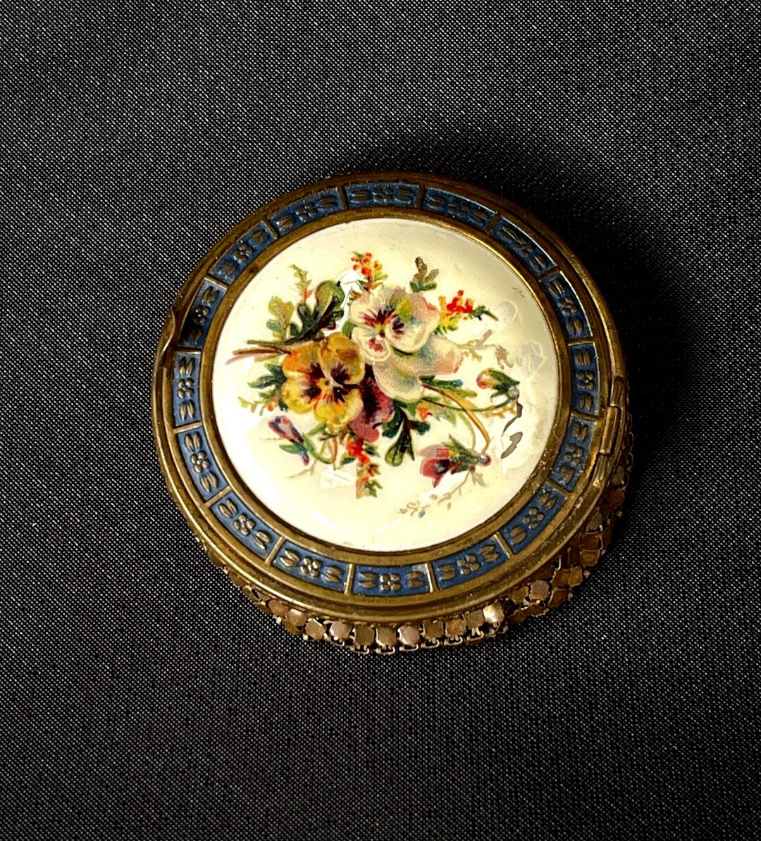 Art Deco Compact, Vintage Make-up Compact, Gold Compact, Metal Mesh ...