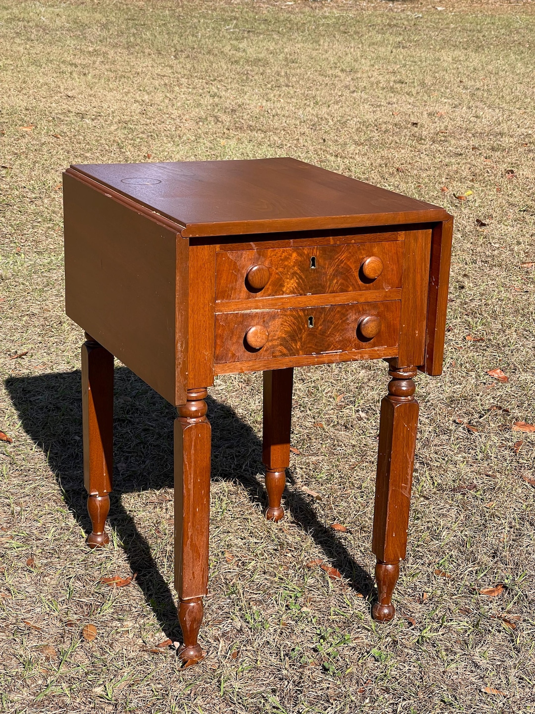Antique Walnut Sheraton Drop Leaf Table, End Table, Wood Furniture ...