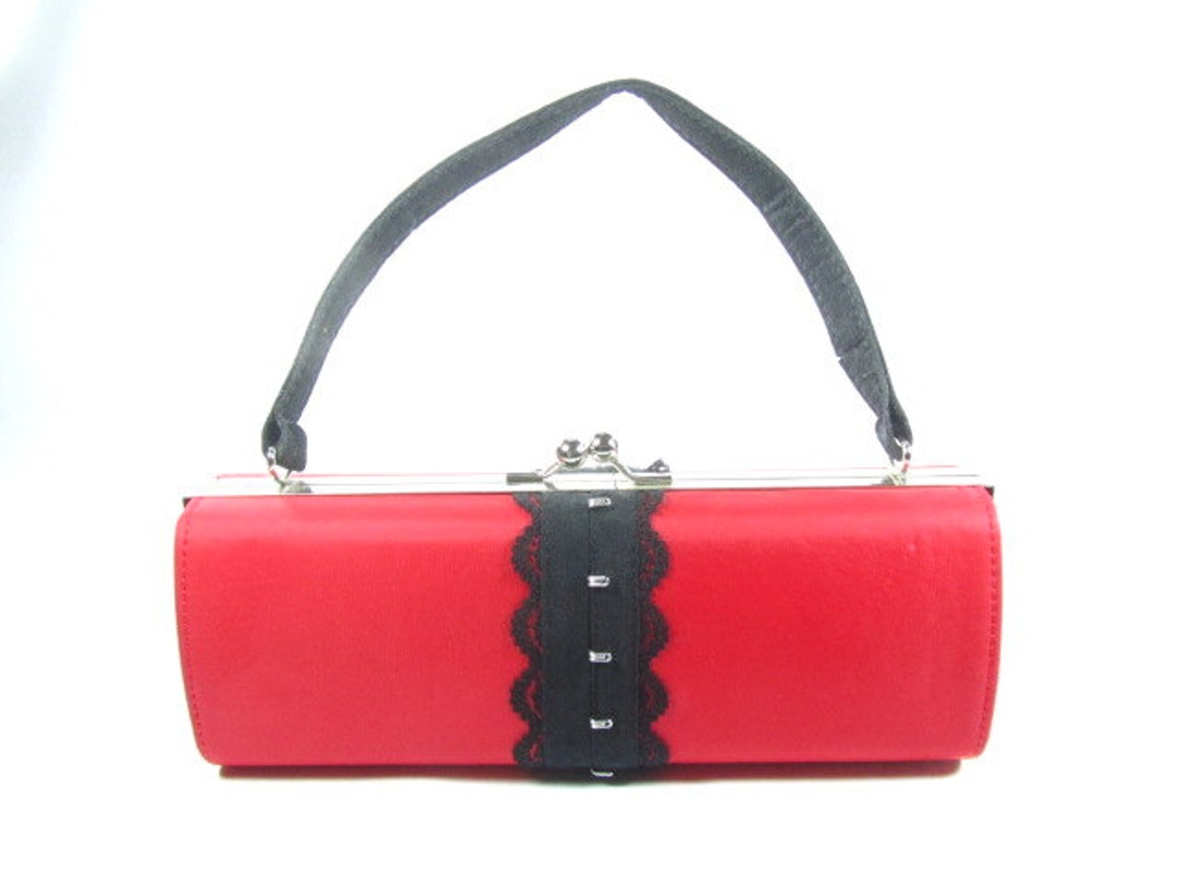 Red Art Deco Style Purse, Cylinder Purse, Evening Purse, Formal Purse ...