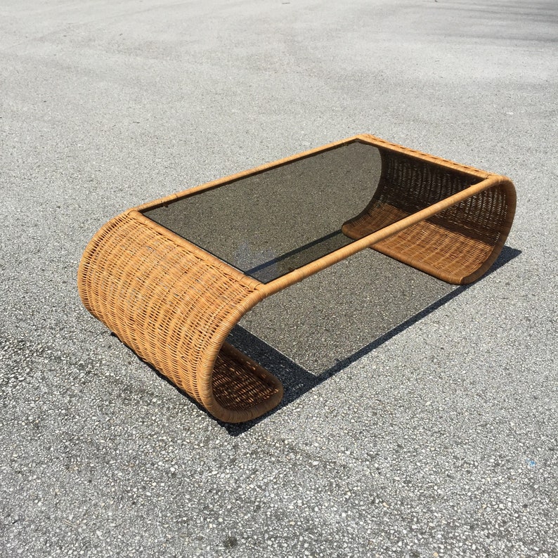 Wicker Coffee table Furniture Coffee Tablemid century | Etsy