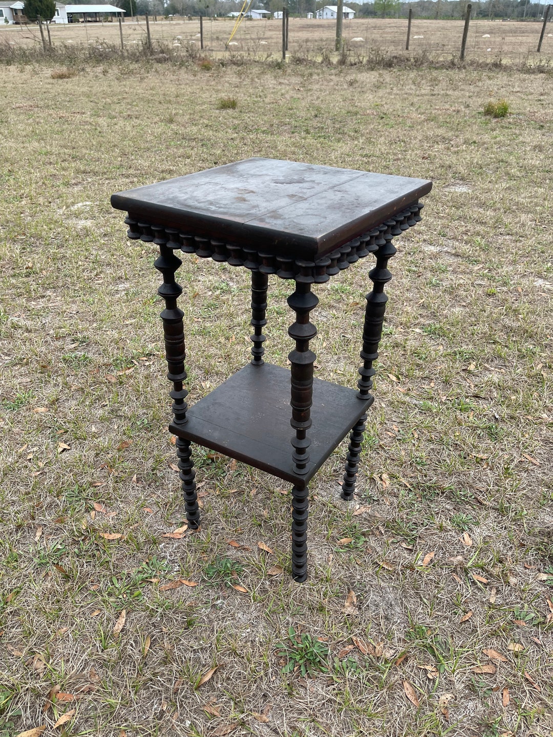 Antique Wood Spool Table, Primitive Wood Furniture, Ooak Table ...