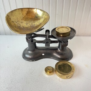 Antique Scale, Cast Iron Scale, General Store Scale, Brass Bowl, Brass ...