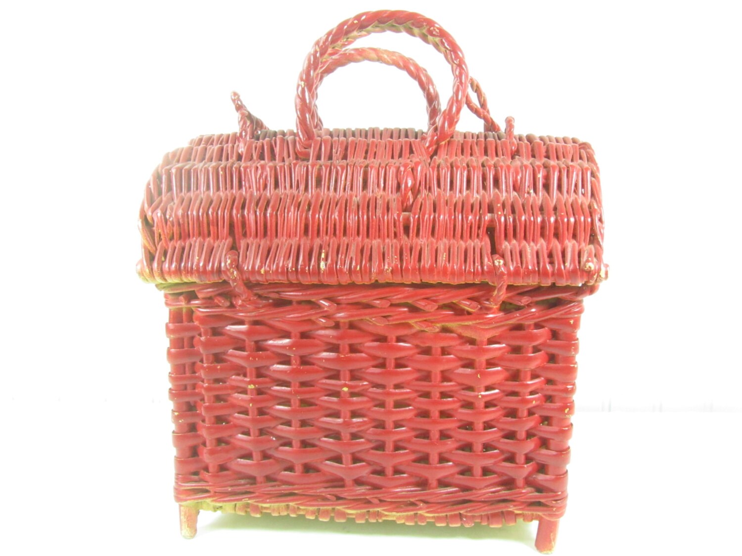 Vintage Purse, Wicker Purse, Straw Purse, Hand Bag, Red Purse, Purse ...