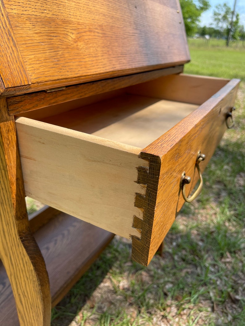 Antique Secretary Desk, Mission Craftsman Style Furniture, Slant Top ...