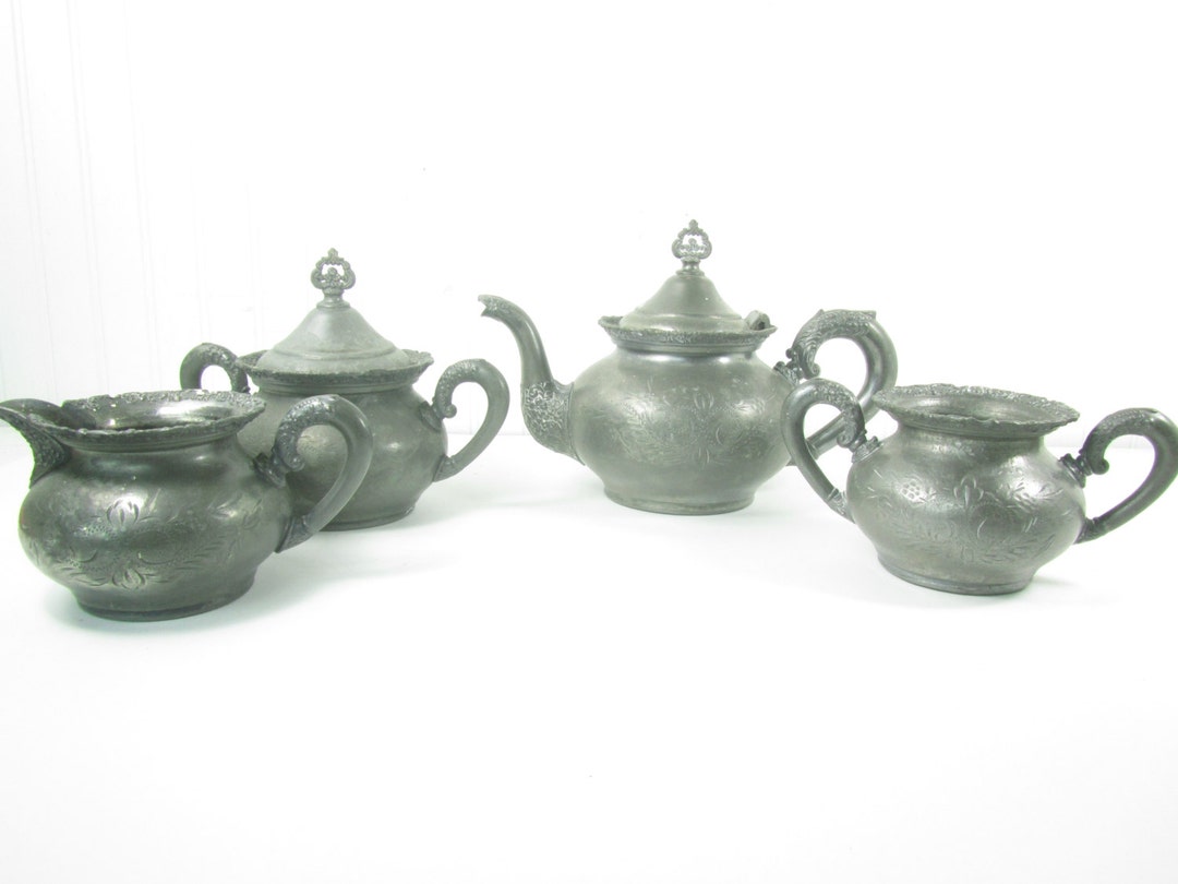 Silver Tea Set, Vintage Teapot, Silver Plate Creamer, Sugar Bowl ...