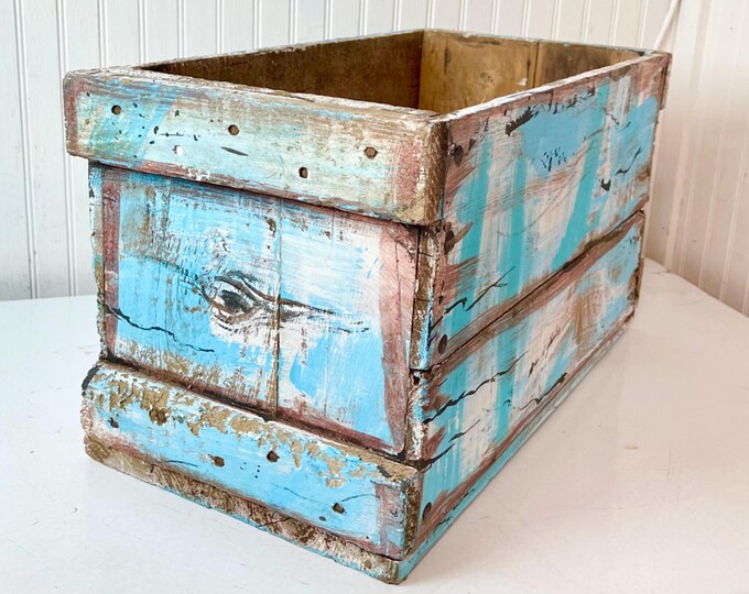 Wood Crate, Aqua Crate, Coastal Decor, Florida Artist, Daub Dillon ...