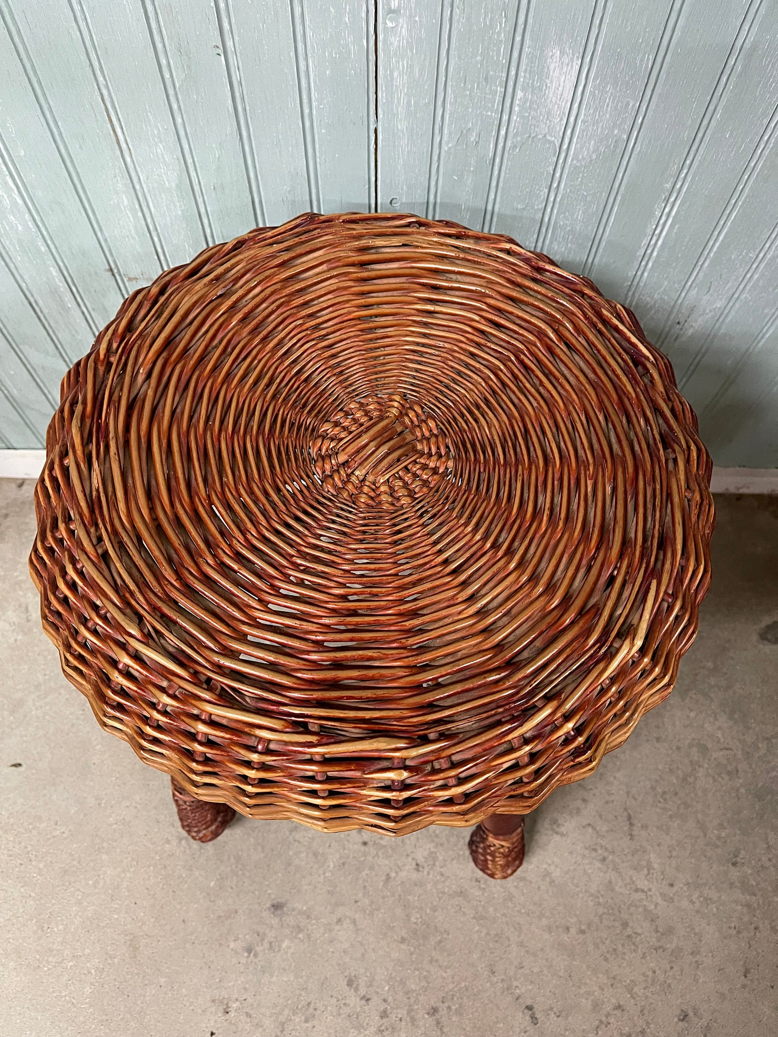 Vintage Wicker Stool Natural Wicker Foot Stool Antique - Etsy