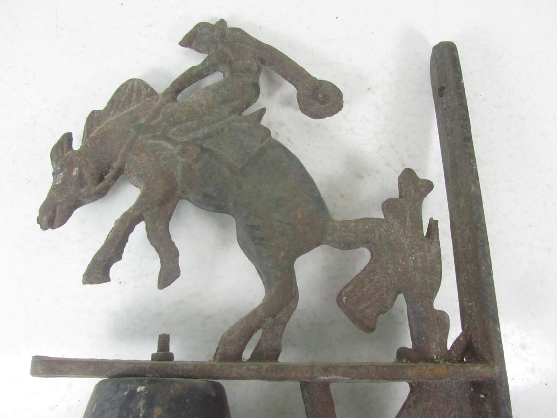 Vintage Bell, Cowboy and Horse Wall Mount Bell, Dinner Bell, Farmhouse ...