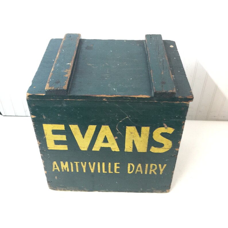 Vintage Milk Box, Milk Box, Wood Milk Box, Evans Amityville Dairy ...