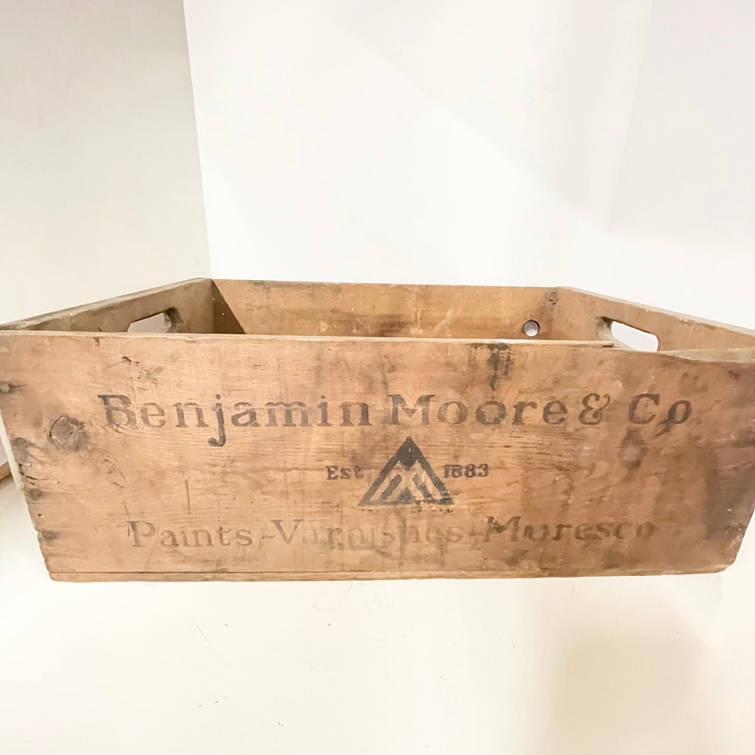 Wood Crate, Benjamin Moore Paint, Paint Shop Advertising, Wood Box ...
