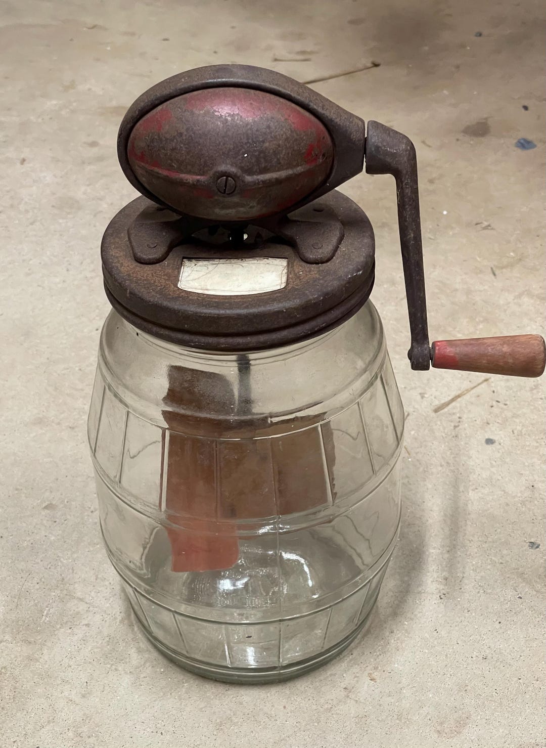 Antique Butter Churn, Antique Dairy Churn, Glass Jar, Industrial Decor ...
