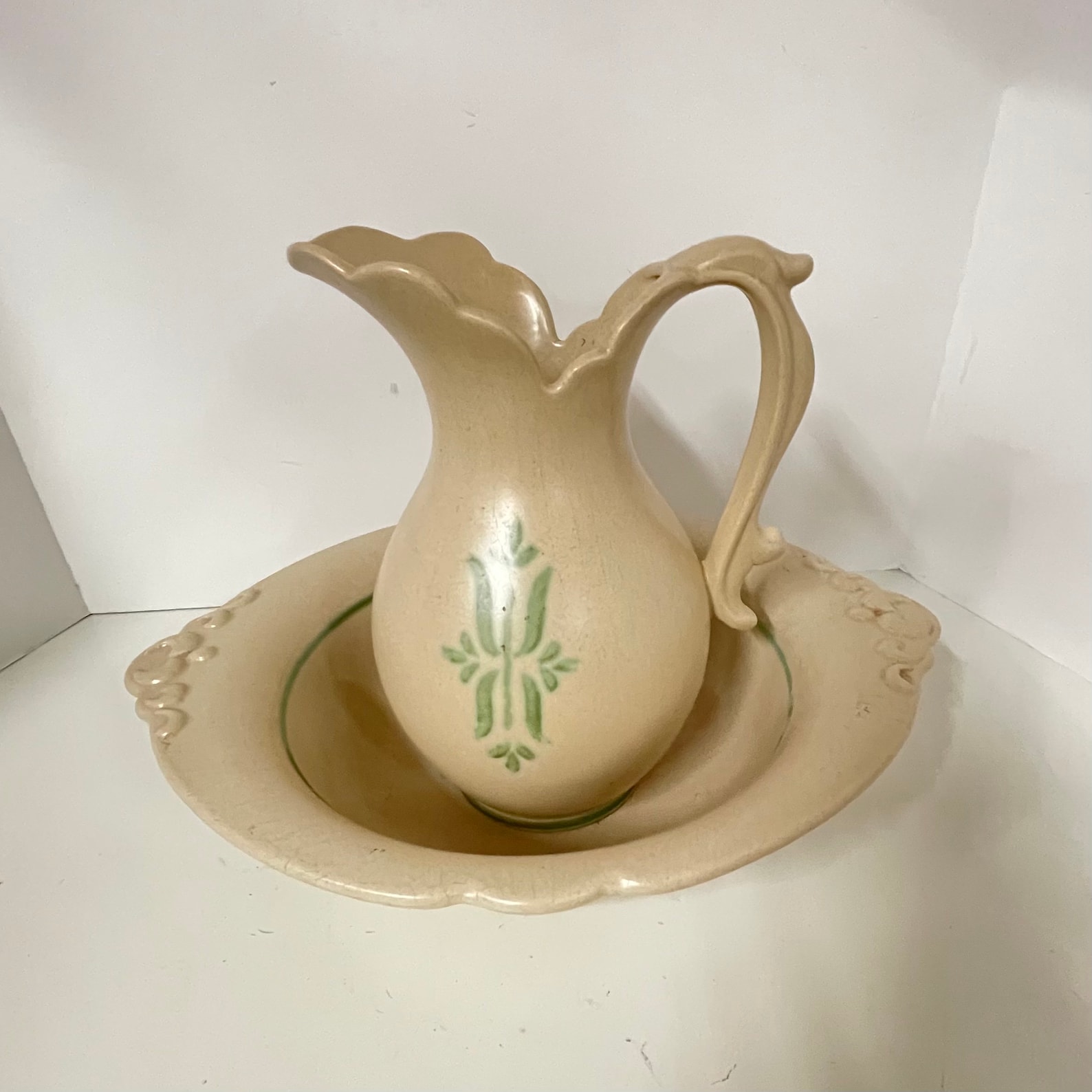 Vintage Large Royal Haeger Pitcher and Wash Bowl, French Water Pitcher ...