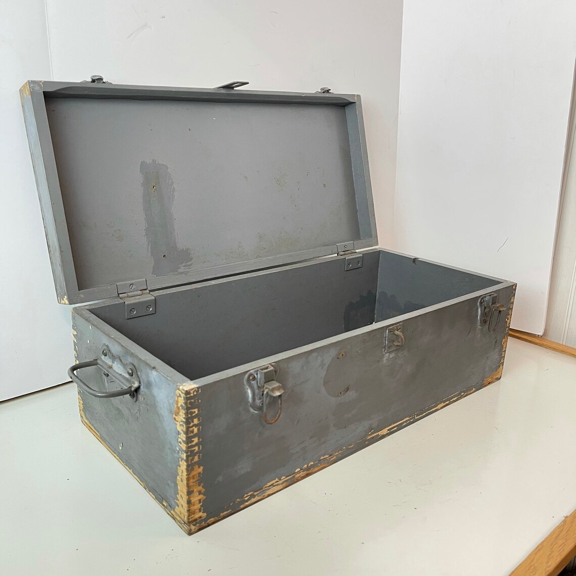 Vintage Carpenters Box Gray Tool Box Finger Joint Corners | Etsy