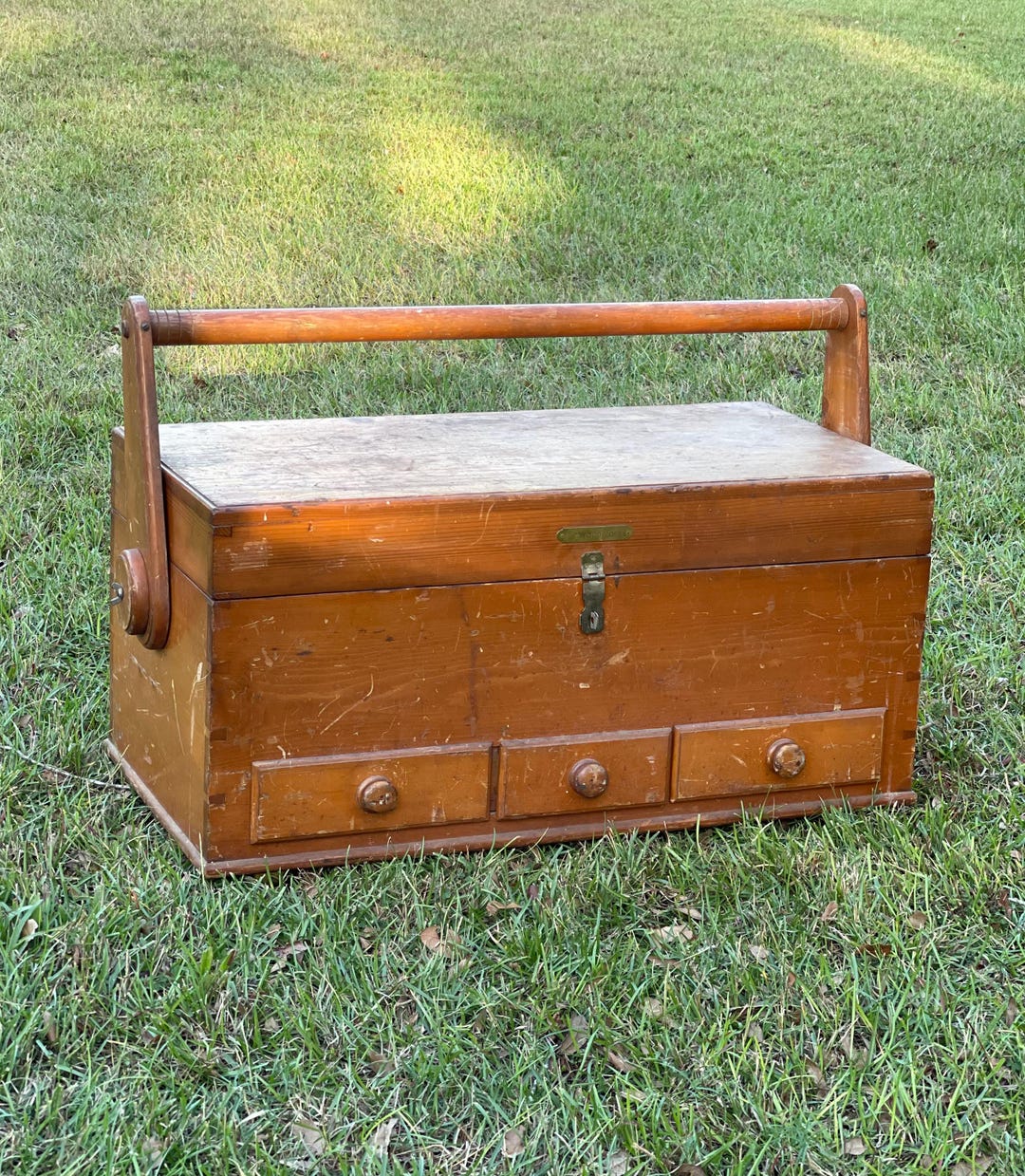 Vintage Carpenters Box,large Wood Toolbox, Craft Supply Box, Industrial ...