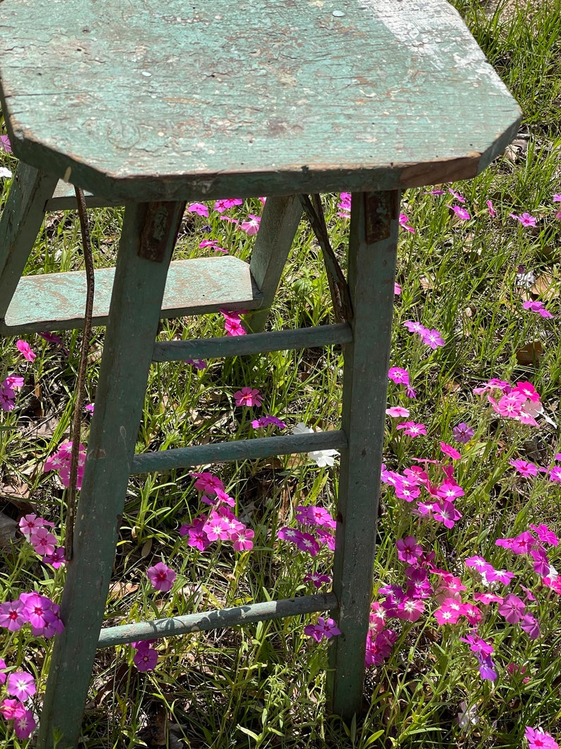 Antique Wood Step Ladder, Vintage Step Stool, Small Wood Ladder ...