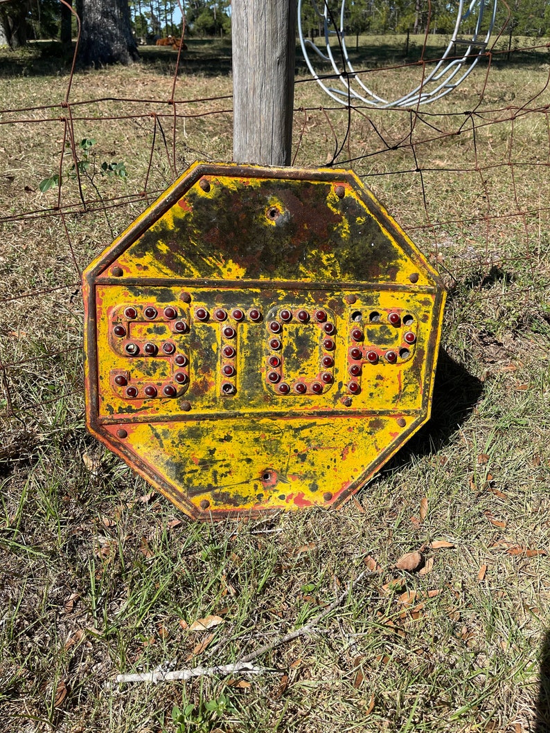 Stop Sign Cat Eye Stop Sign Metal Sign Yellow Stop Sign - Etsy