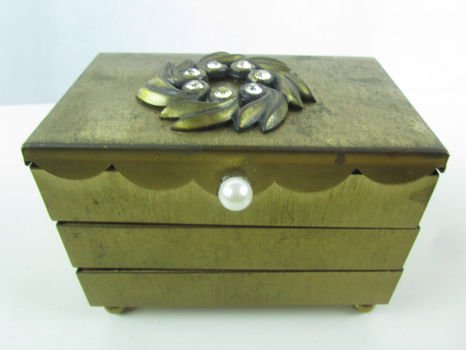 BRASS JEWELRY BOX, Vintage Jewelry Box, Trinket Box, Metal Jewelry Box ...