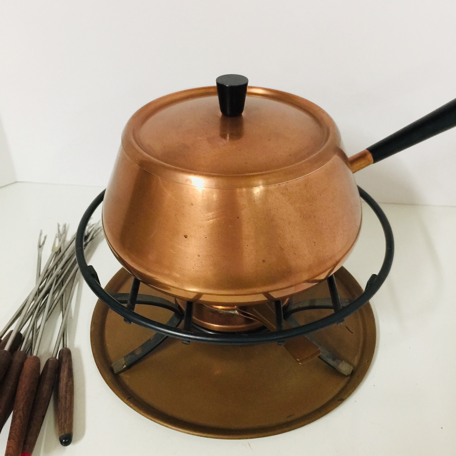Copper Fondue Set Culinox Switzerland Cookware Serving Tray - Etsy