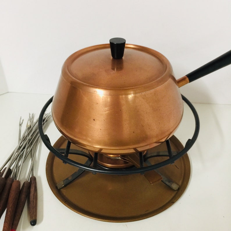 Copper Fondue Set Culinox Switzerland Cookware Serving Tray - Etsy