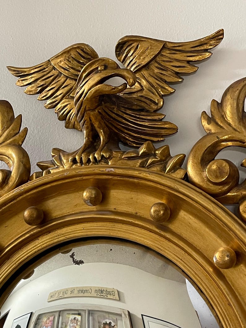 Antique Federal Mirror, Eagle Convex Mirror, Wood Federal Mirror, Gold ...