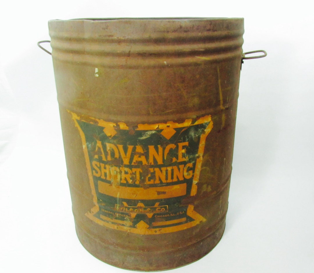 Antique Shortening Can, Vintage Advertising, Large Can, Metal Container ...