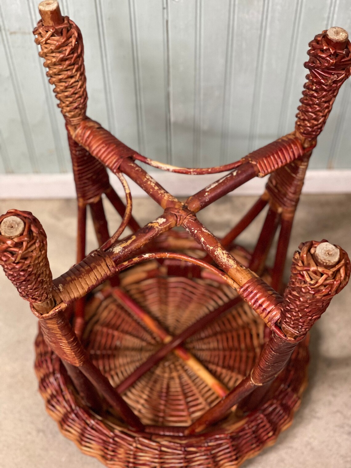 Vintage Wicker Stool Natural Wicker Foot Stool Antique - Etsy