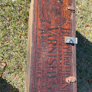 Antique Wood Box, Berry Brothers Varnish Crate, Industrial Box, Rustic ...
